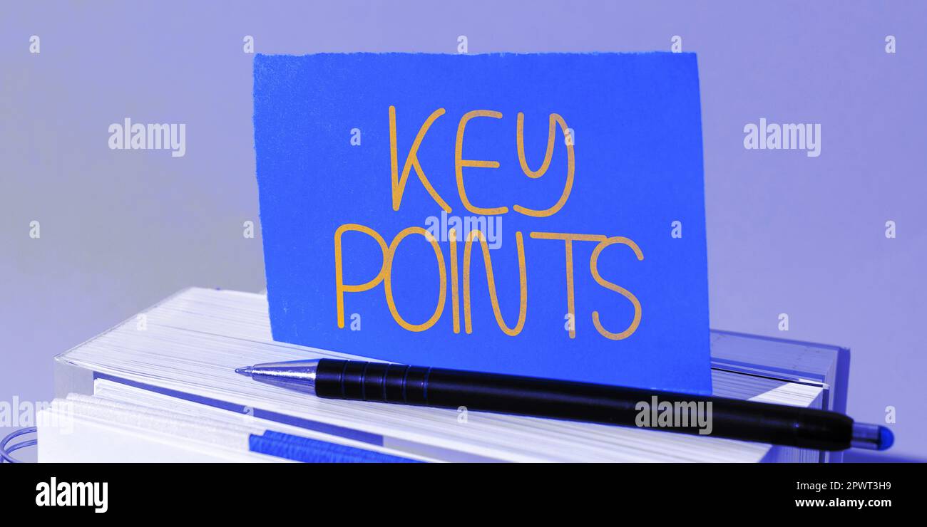 Inspiration montrant le signe points clés, mot pour la plus importante ...