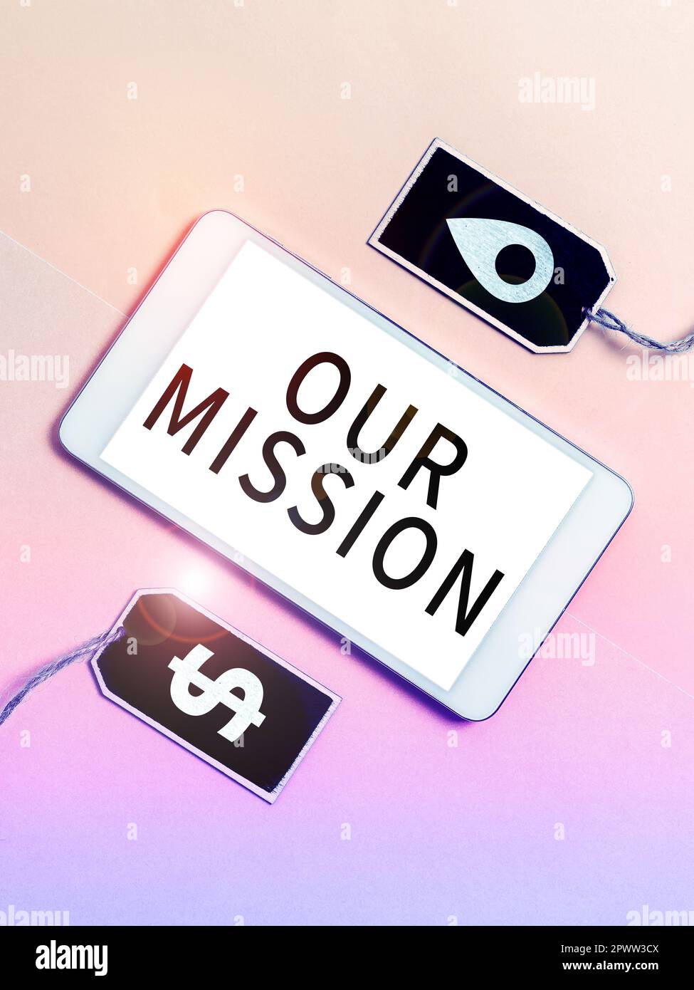 Écriture manuscrite notre mission, Internet concept tâches ou ...