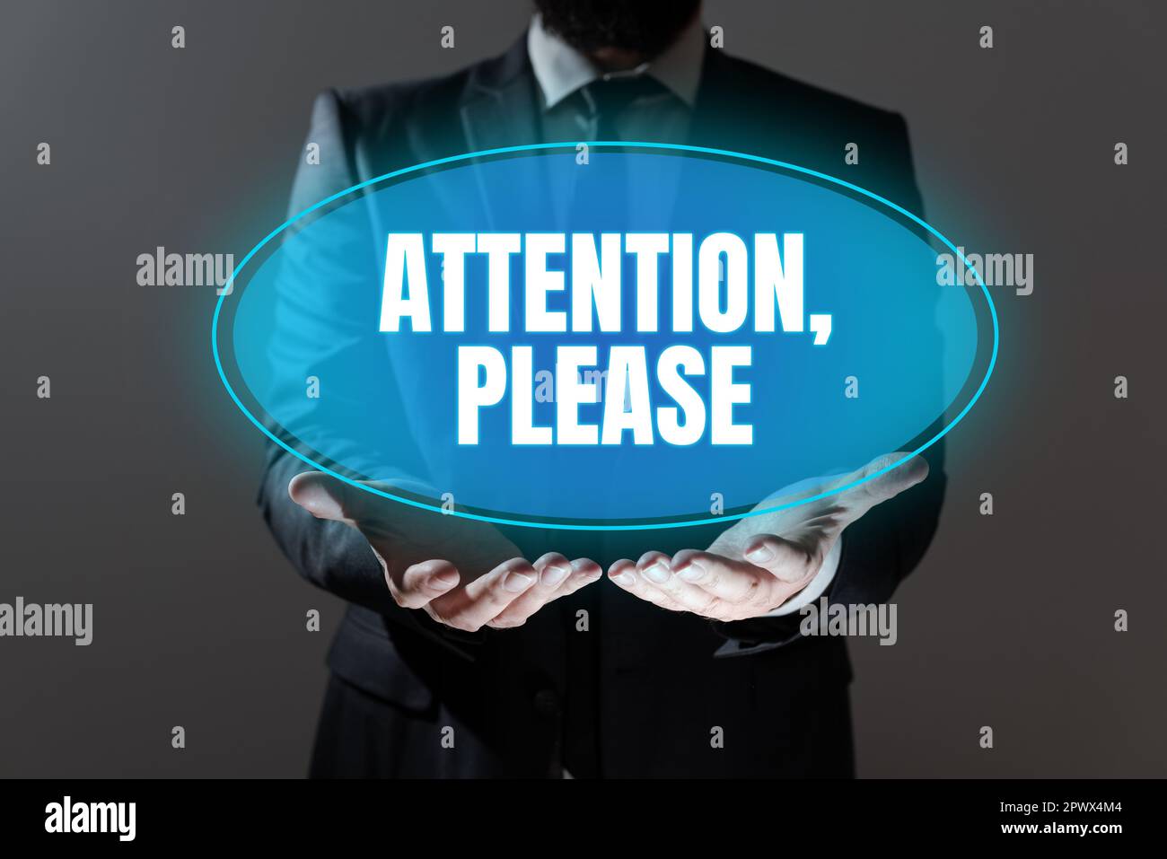 Légende du texte présentant l'attention, s'il vous plaît, Word pour ...