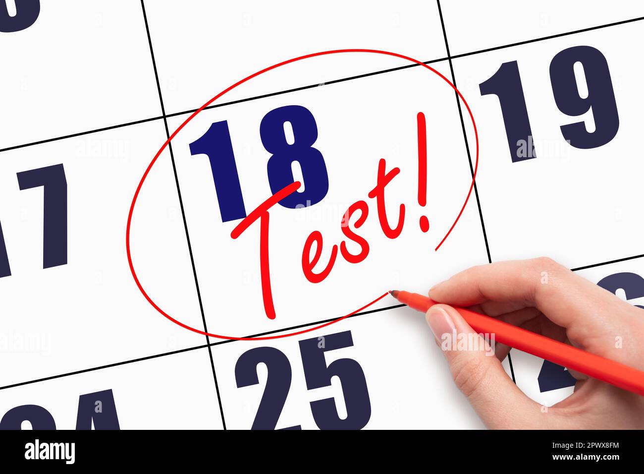 18th jour du mois. Test de rédaction de texte à la main et encercler la ...