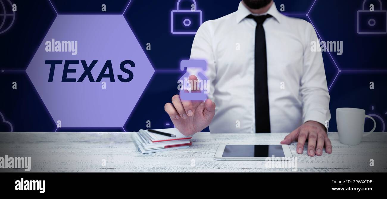 Affiche montrant le Texas, vue d'ensemble d'affaires basé sur le mot ...