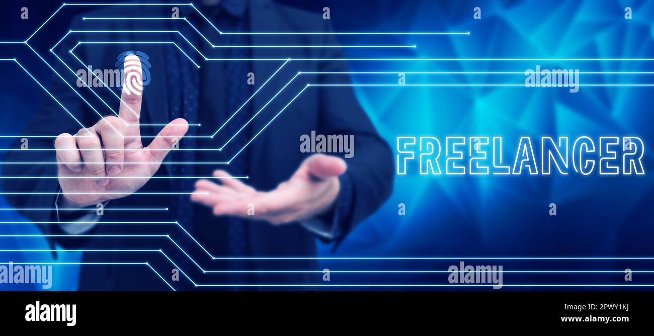 Légende de texte présentant Freelancer, Word écrit sur une personne qui ...