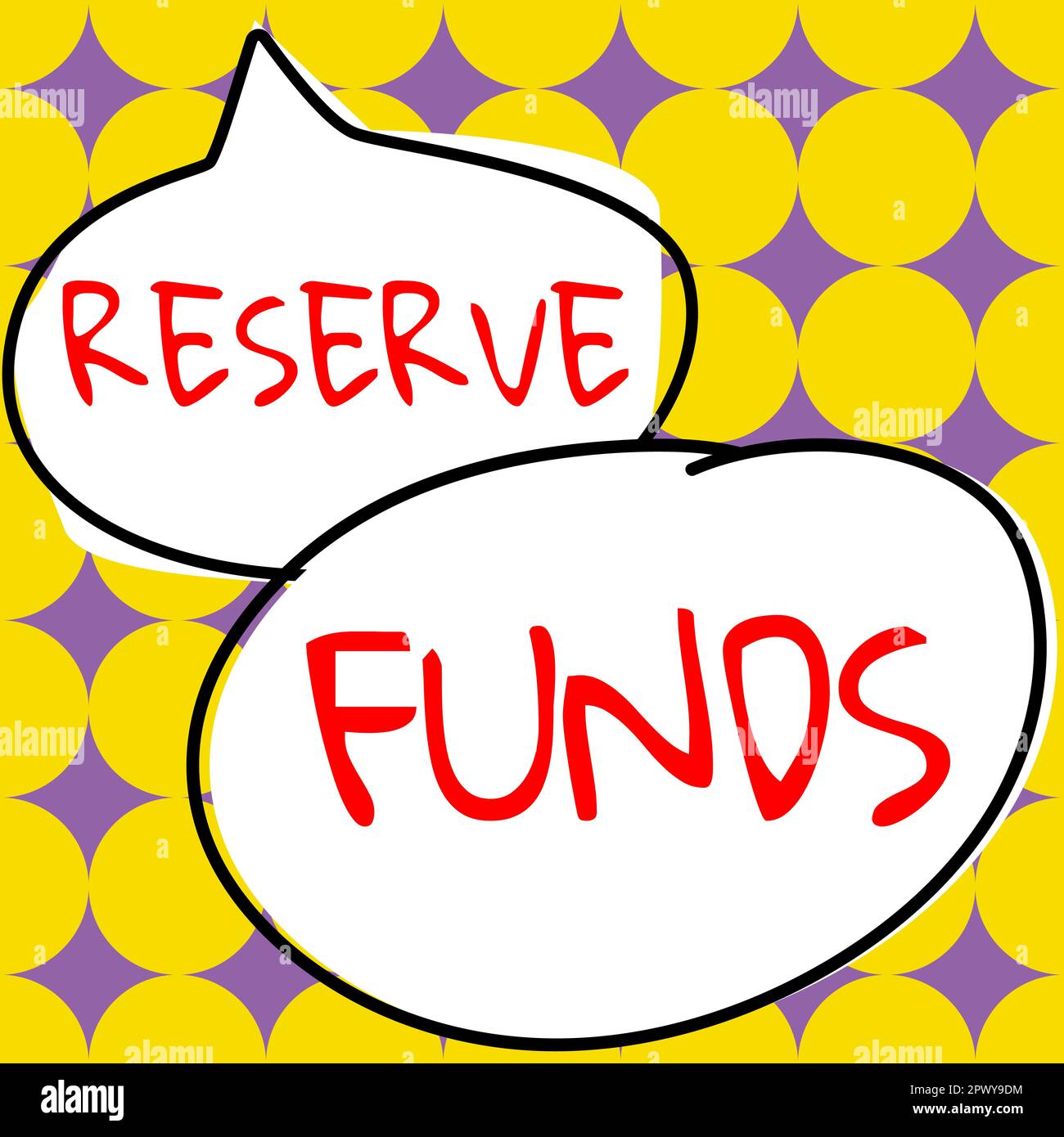 Affichage conceptuel des fonds de réserve, mot écrit sur l'argent ...