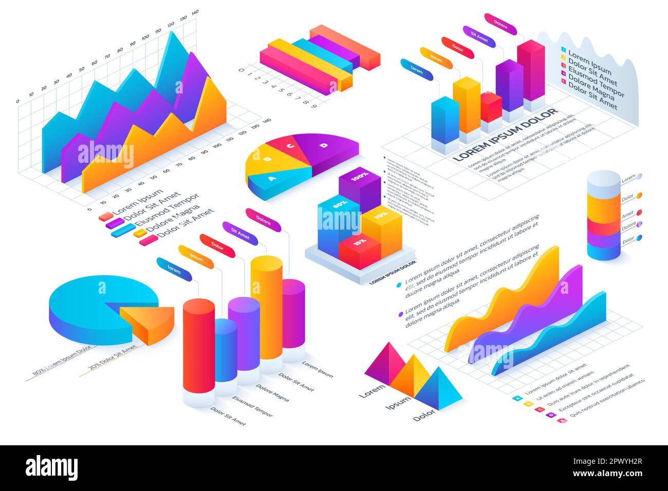 Infographie isométrique. 3D graphique. Visualisation de cercle ou de ...
