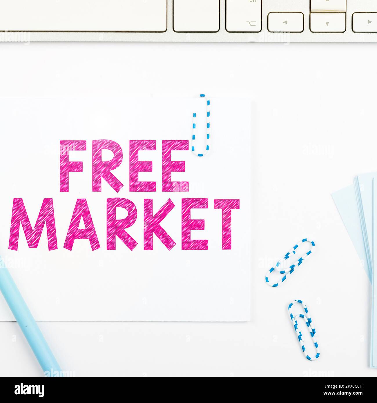 Légende du texte présentant le marché libre, mot écrit sur un système ...