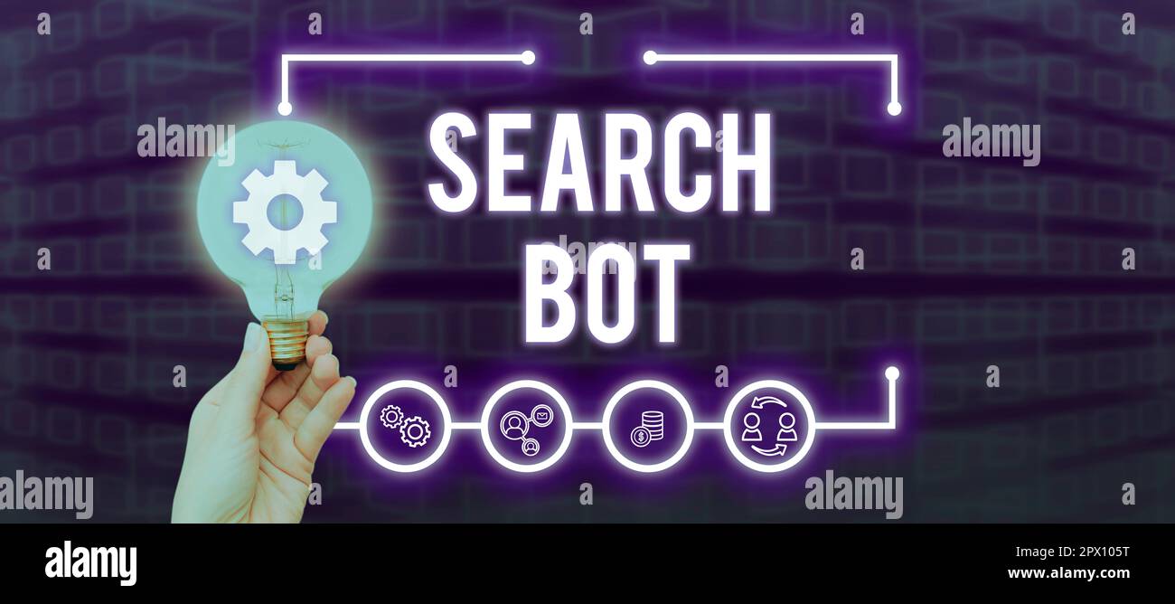 Affiche de texte indiquant Search Bot, Word pour un programme qui exécute des tâches ...