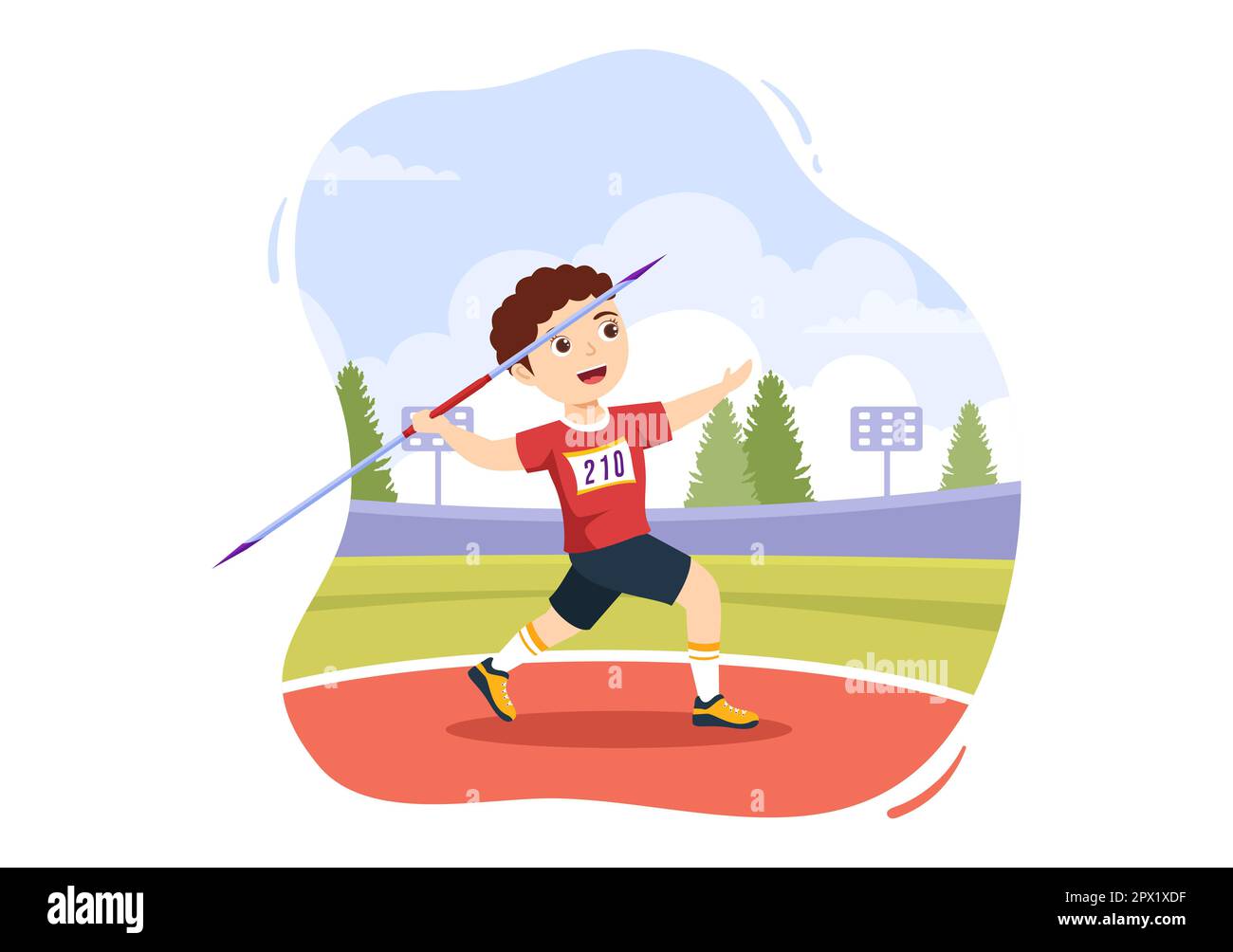 Javelin lancer des enfants athlète Illustration utilisation d'un long ...