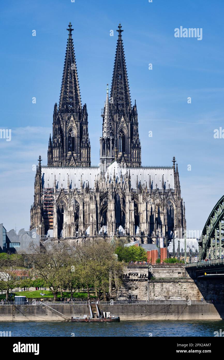 Cathédrale de Cologne sur les rives du Rhin dans la vieille ville de ...