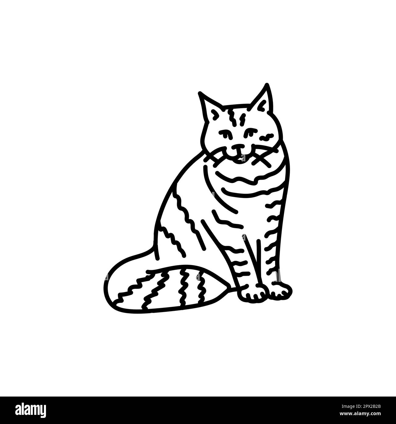 Icône de la ligne de chat de la forêt sibérienne. Animaux de ferme ...