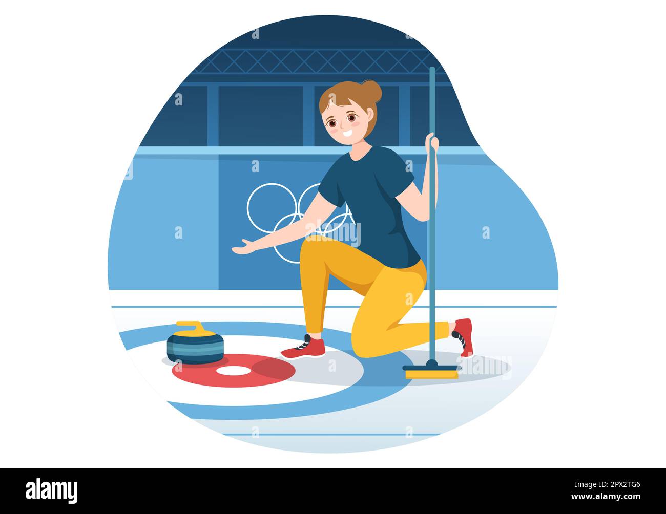 Illustration du sport de curling avec jeu d'équipe de rochers et de ...