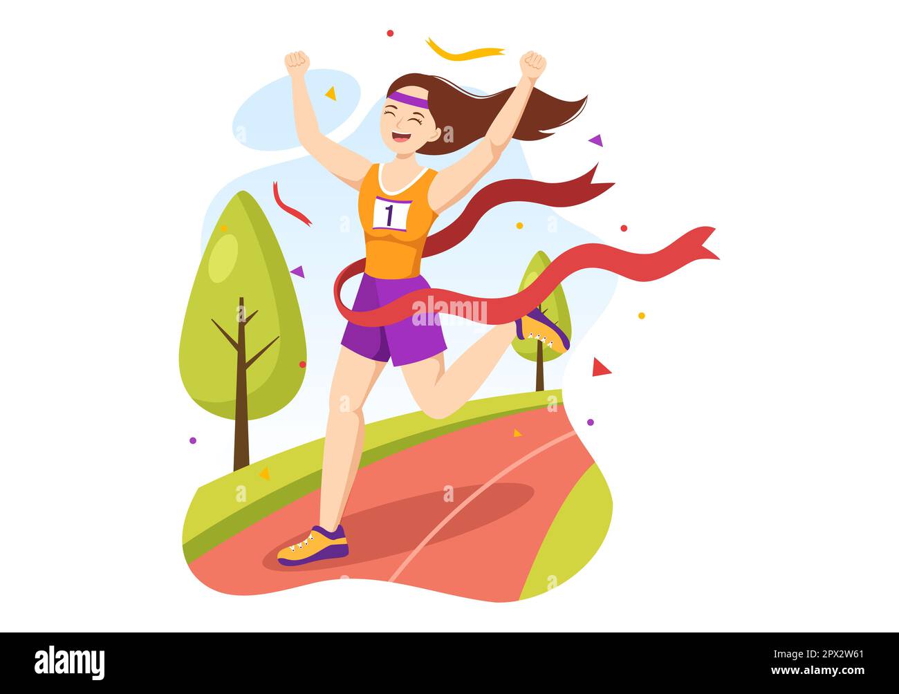 Illustration de la course de marathon avec des personnes en course, en ...