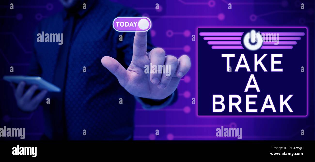 Texte d'écriture prendre Une pause, concept signifiant repos Arrêter ...