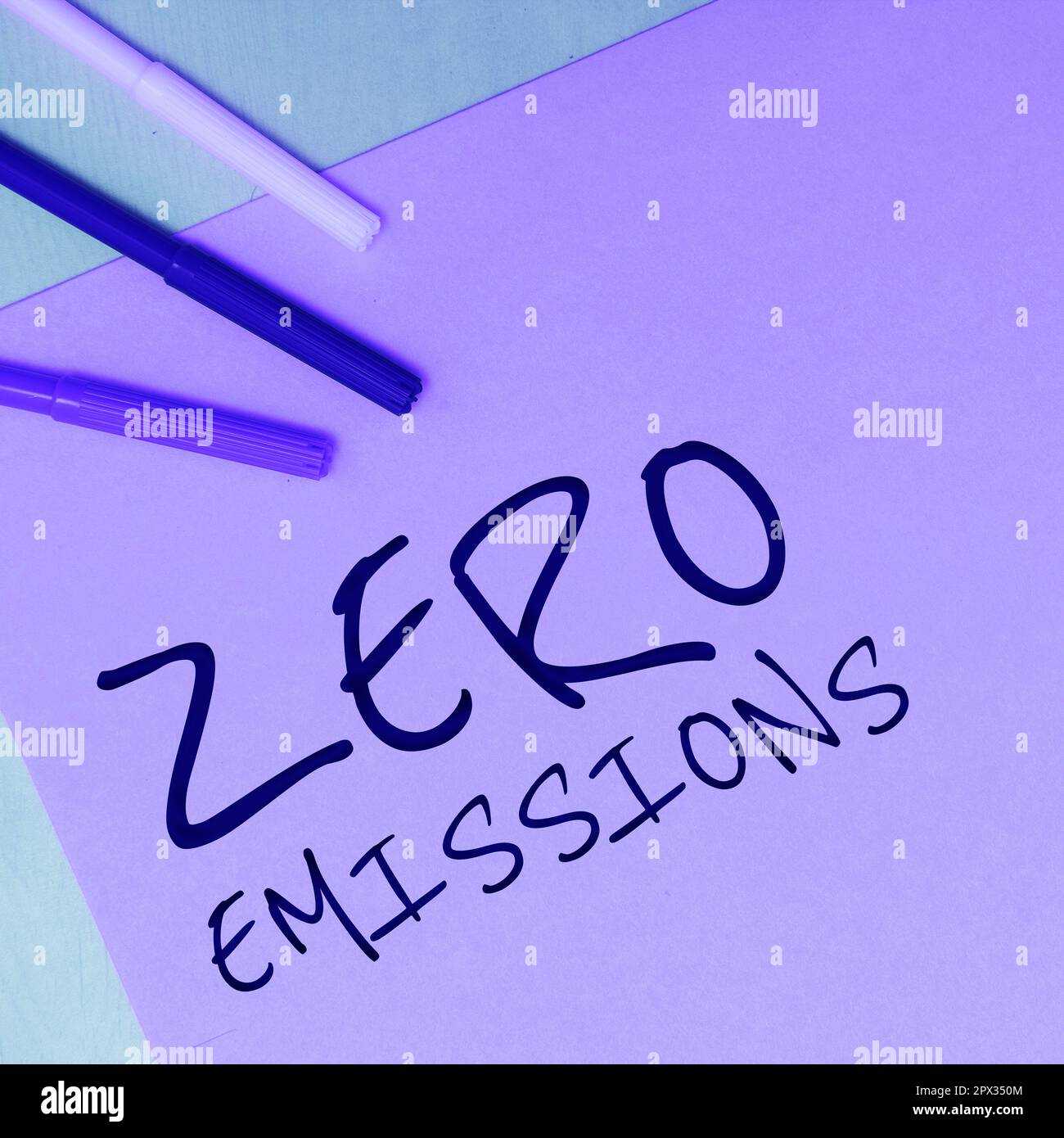 Écriture manuscrite zéro émission, Internet concept n'émet aucun déchet de produits qui polluent ...