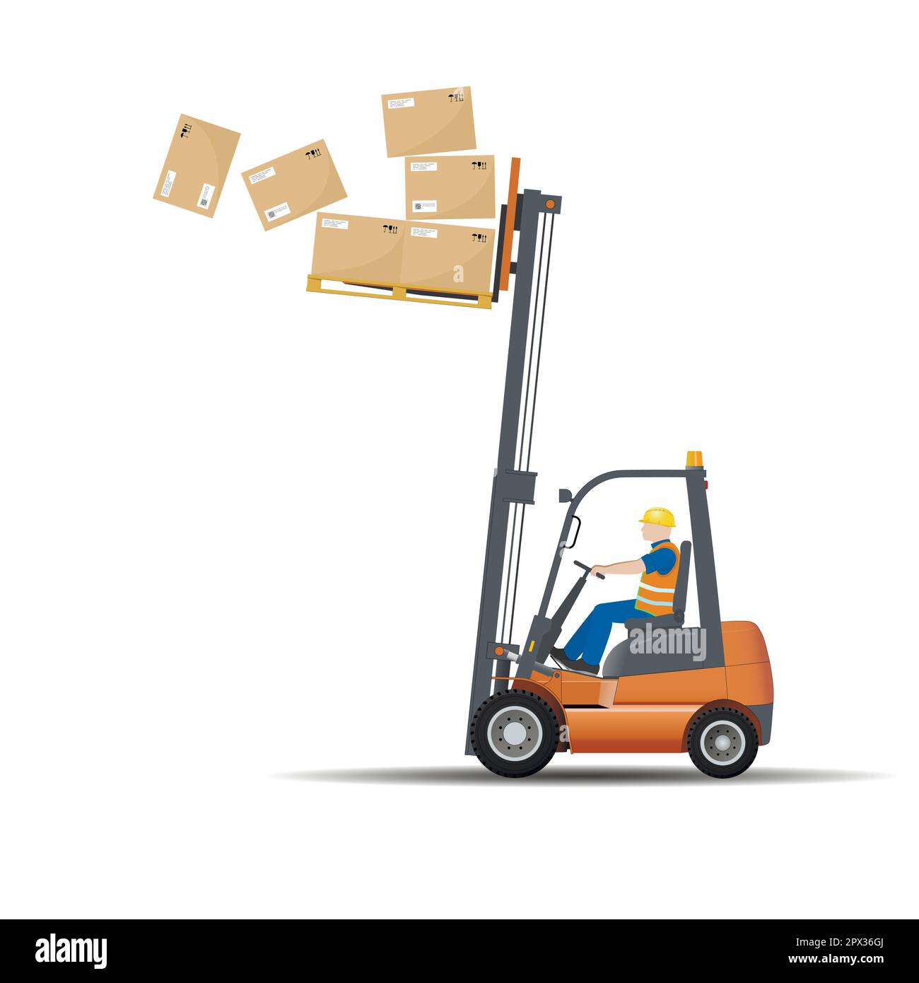 Dangers liés au travail avec un chariot élévateur. Stockage incorrect ...