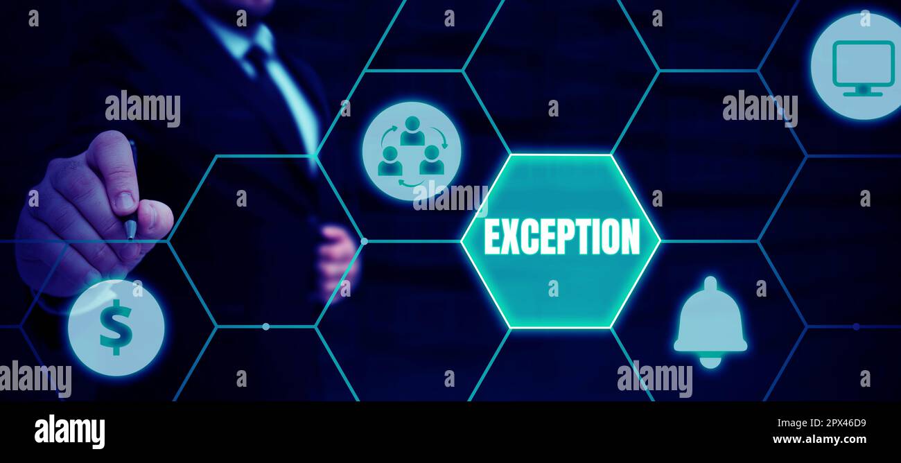 Signe de texte indiquant une exception, mot écrit sur une personne ou ...