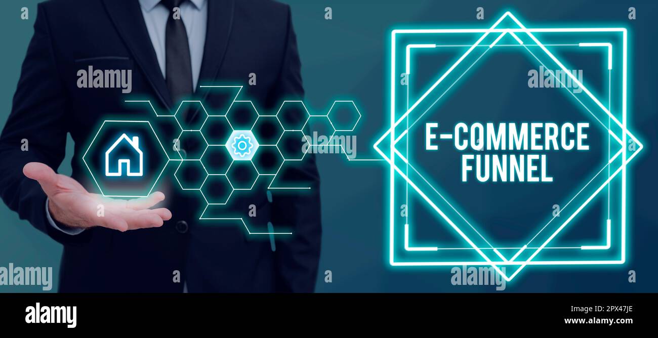 Légende de texte présentant E Commerce Funnel, concept signifiant un ...