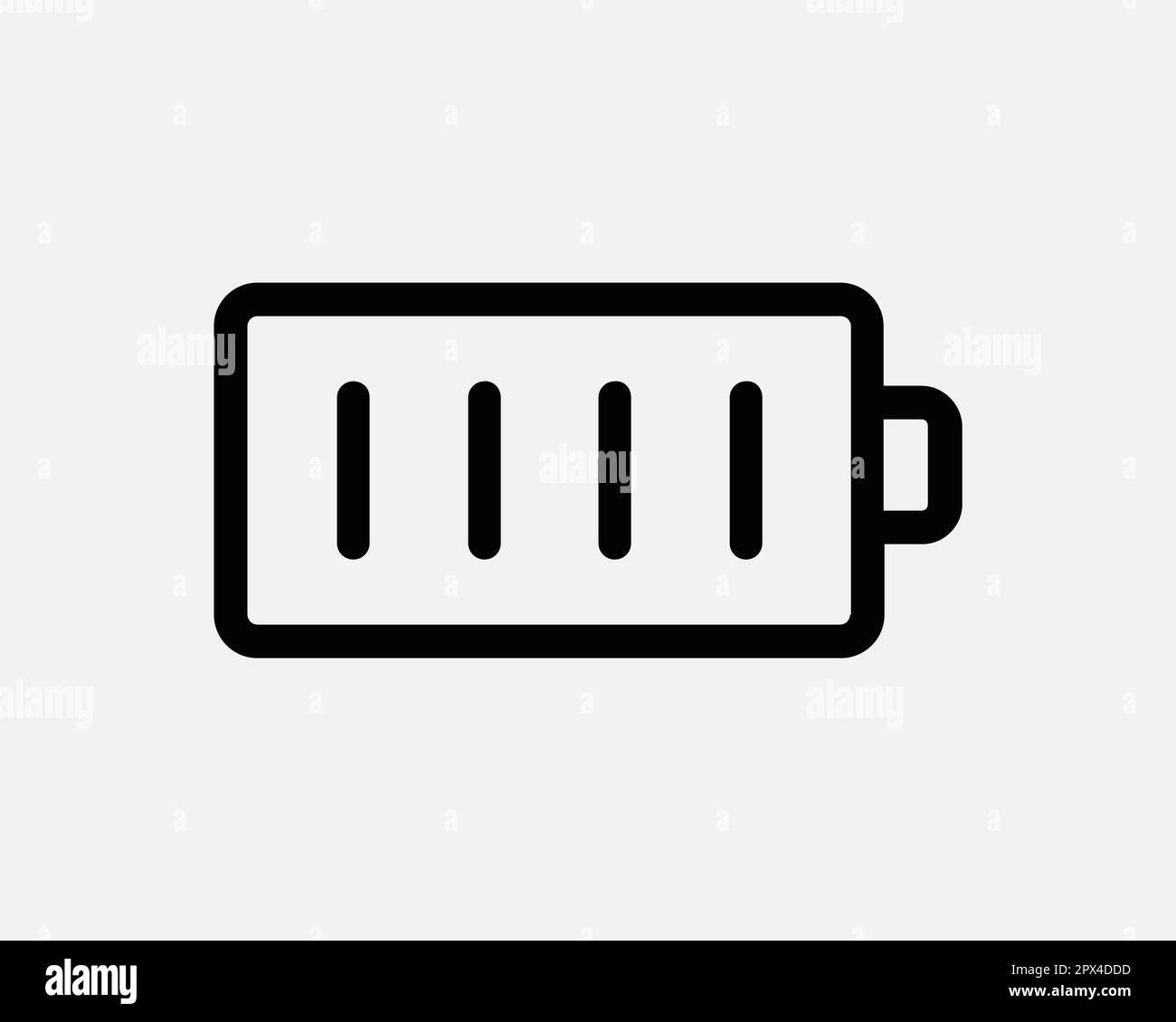 Icône batterie pleine. Signe linéaire de niveau de l'indicateur d'état ...