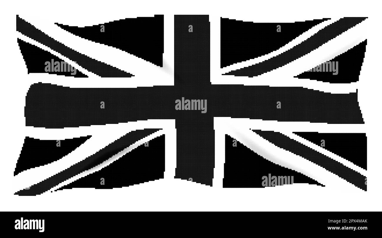 Drapeau de l'Union britannique ou drapeau de l'Union Jack en noir et ...