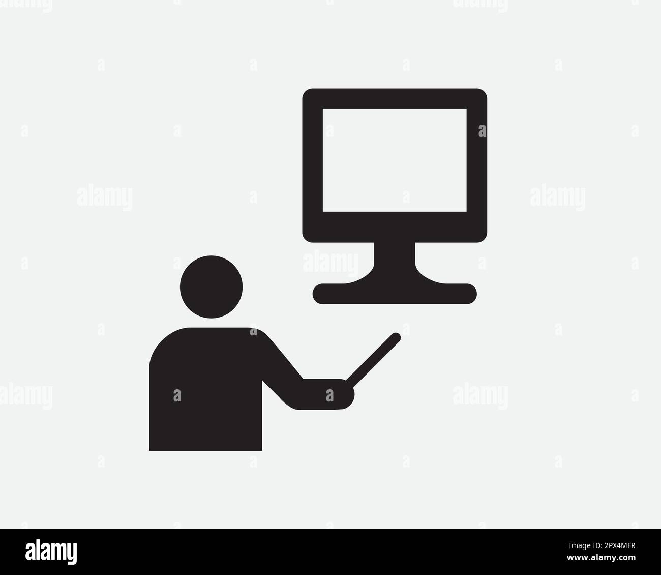 Icône de présentation d'écran. Noir et blanc Séminaire de formation ...