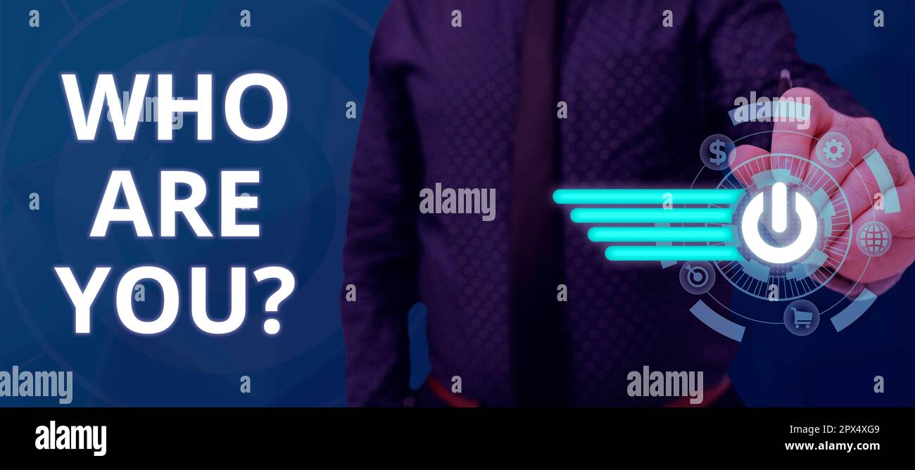 Affiche montrant qui êtes vous, mot pour identifier vous-même ...