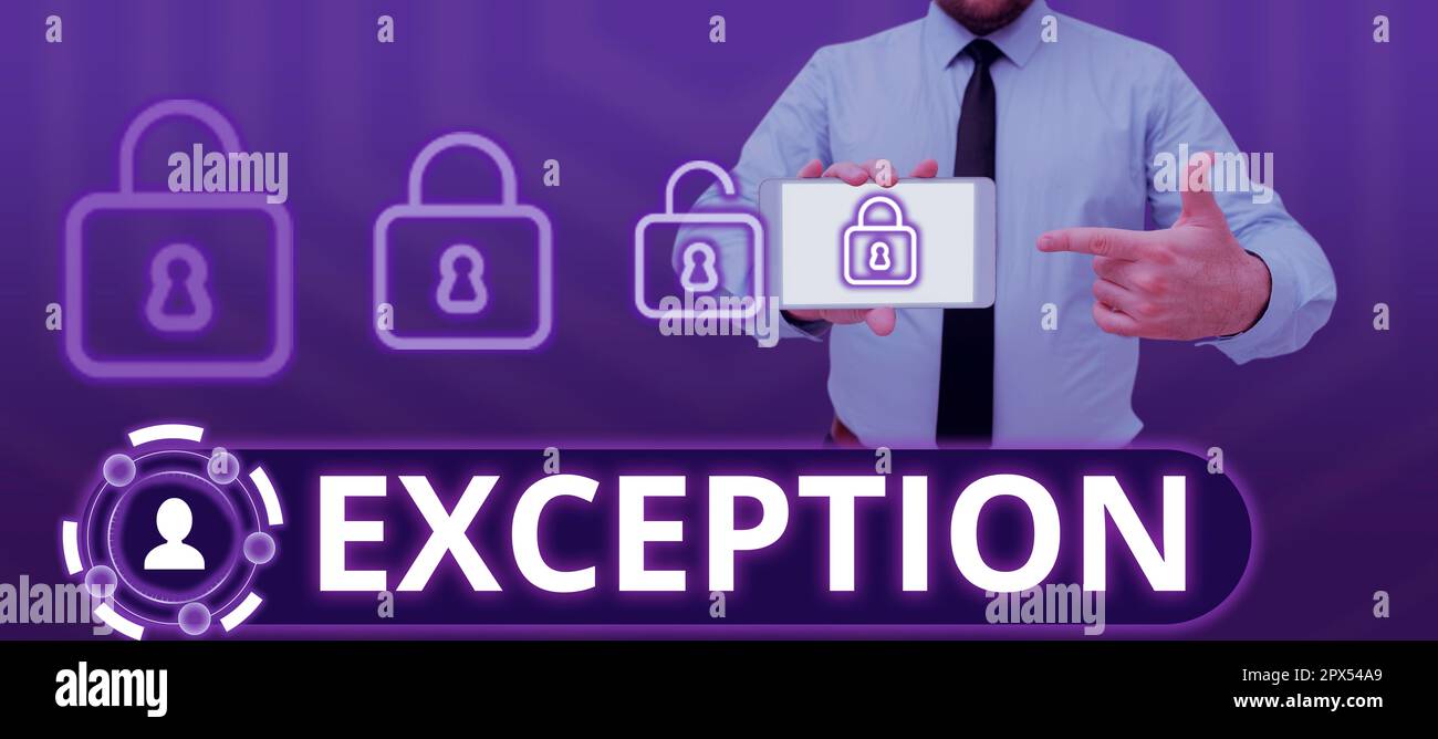 Écriture affichant une exception de texte, un mot écrit sur une ...