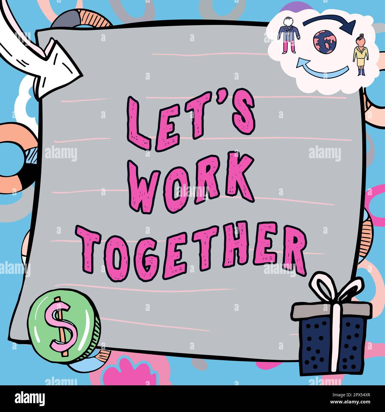 Affiche le symbole travaillons ensemble, le concept métier Unite et ...