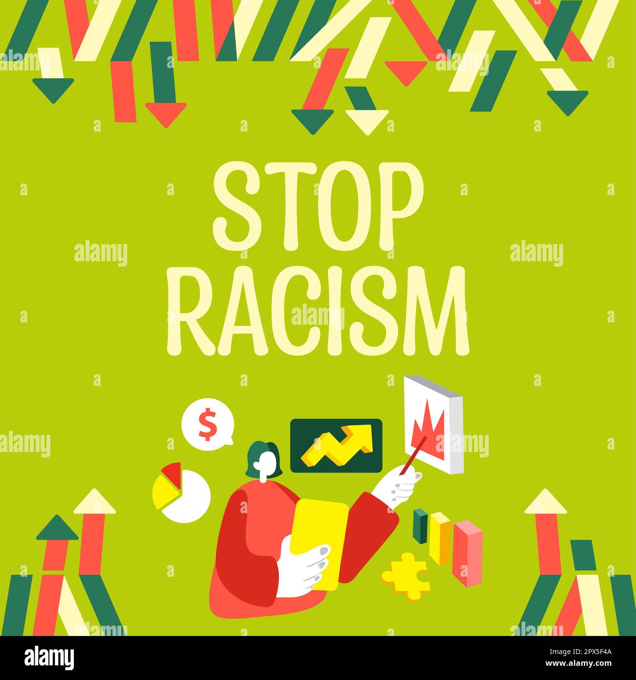 Affiche Stop racisme, mot écrit à la fin l'antagonisme dirigé contre ...