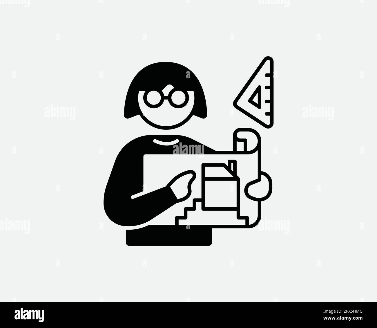 Icône femme architecte. Symbole de carrière de l'entrepreneur pour le ...