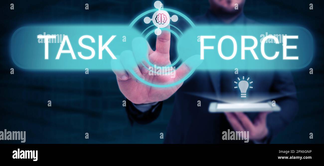 Écriture affichage de texte Task Force, Word écrit sur un groupe de ...