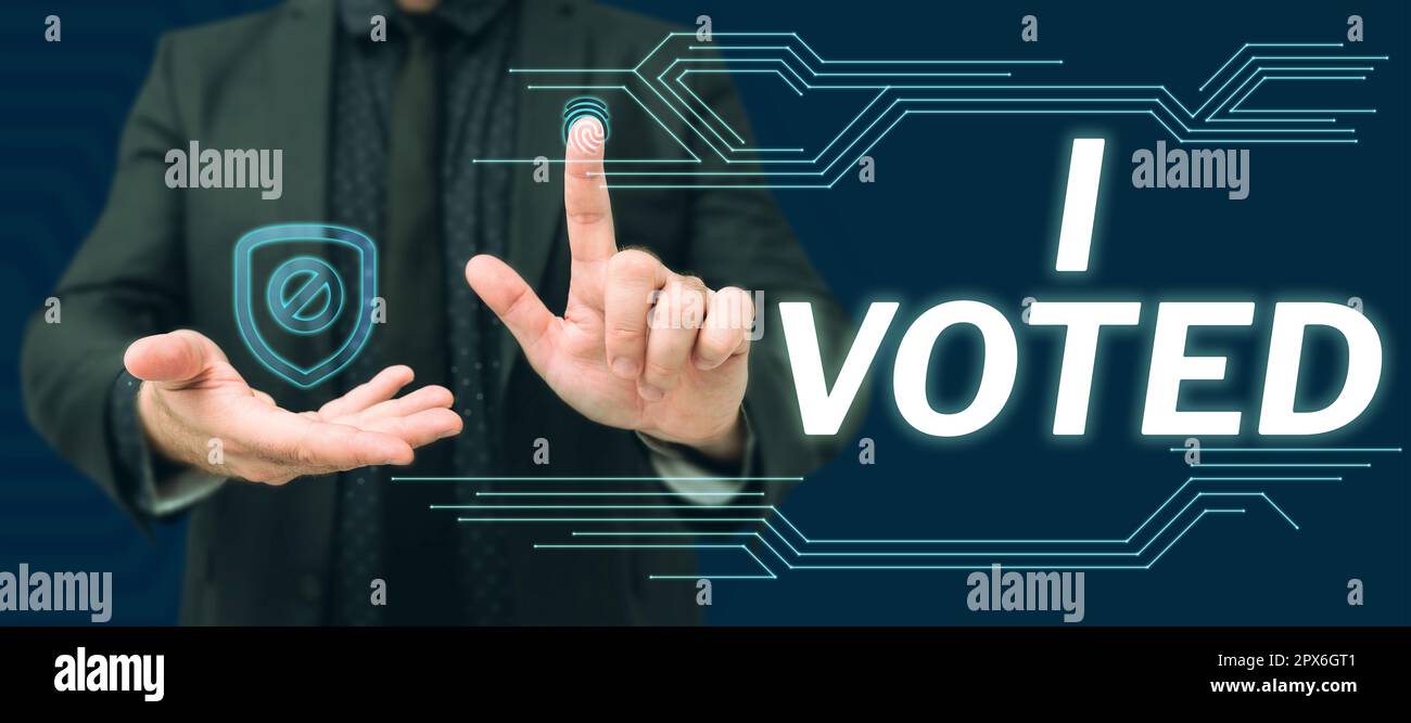 Légende du texte présentant J'ai voté, Internet concept indication d'un ...