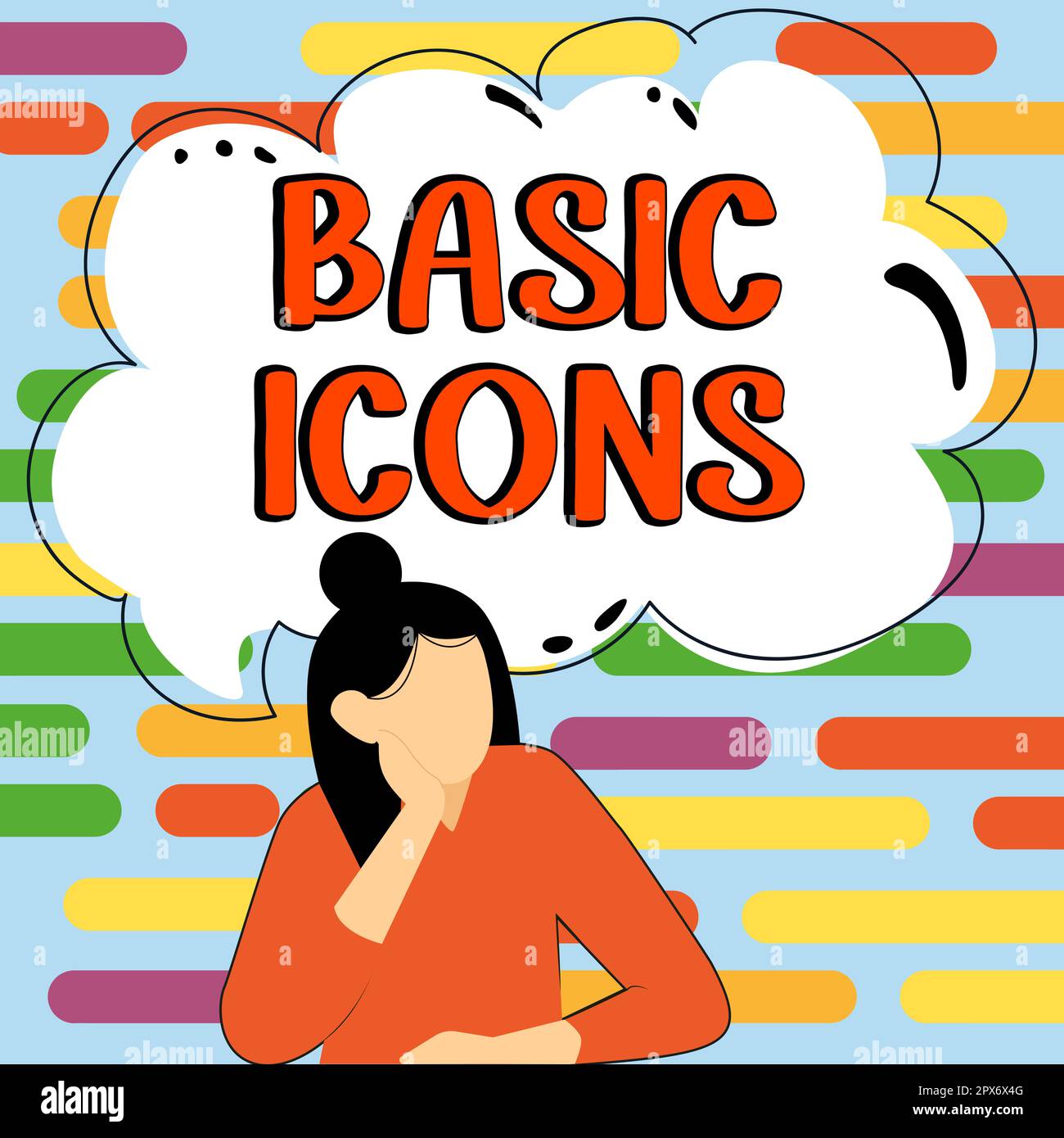Affiche textuelle affichant des icônes de base, un mot écrit sur un ...