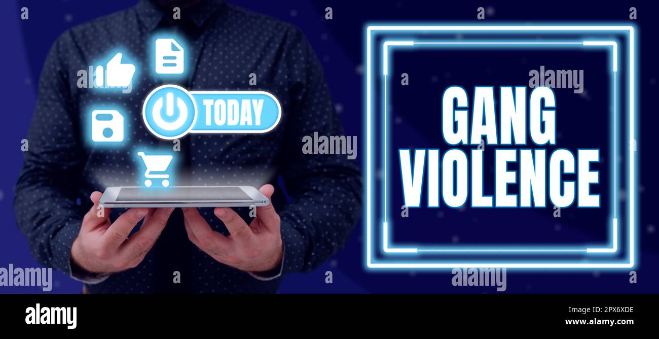 L'écriture affichant du texte Gang violence, Business met en évidence ...
