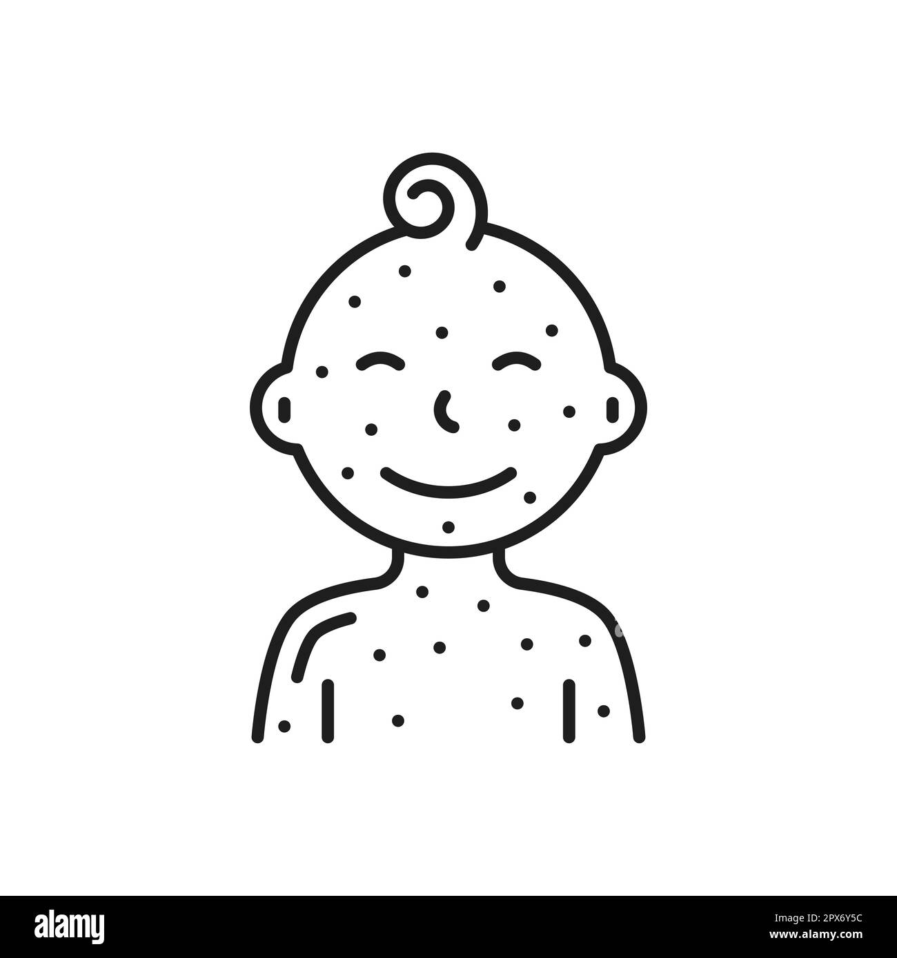 Enfant malade avec le corps en points ayant la varicelle icône de ...