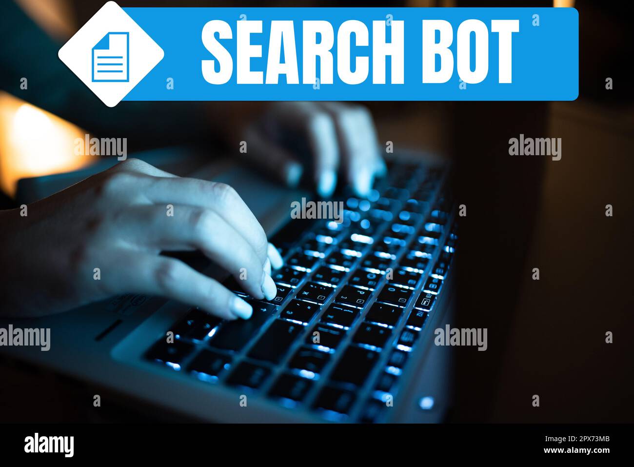 Légende de texte présentant Search Bot, Word écrit sur un programme qui exécute des tâches ...