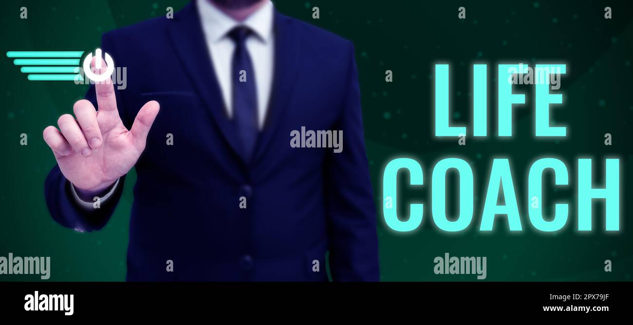 Inspiration montrant le signe de la vie Coach, concept signifiant Une ...