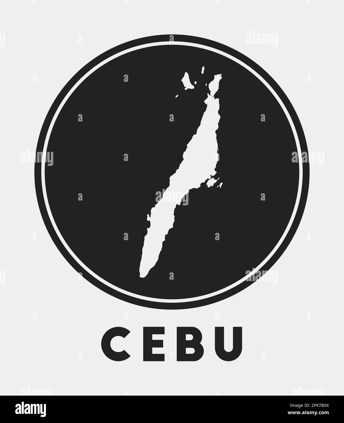 Icône Cebu. Logo rond avec plan de l'île et titre. Badge Cebu élégant ...