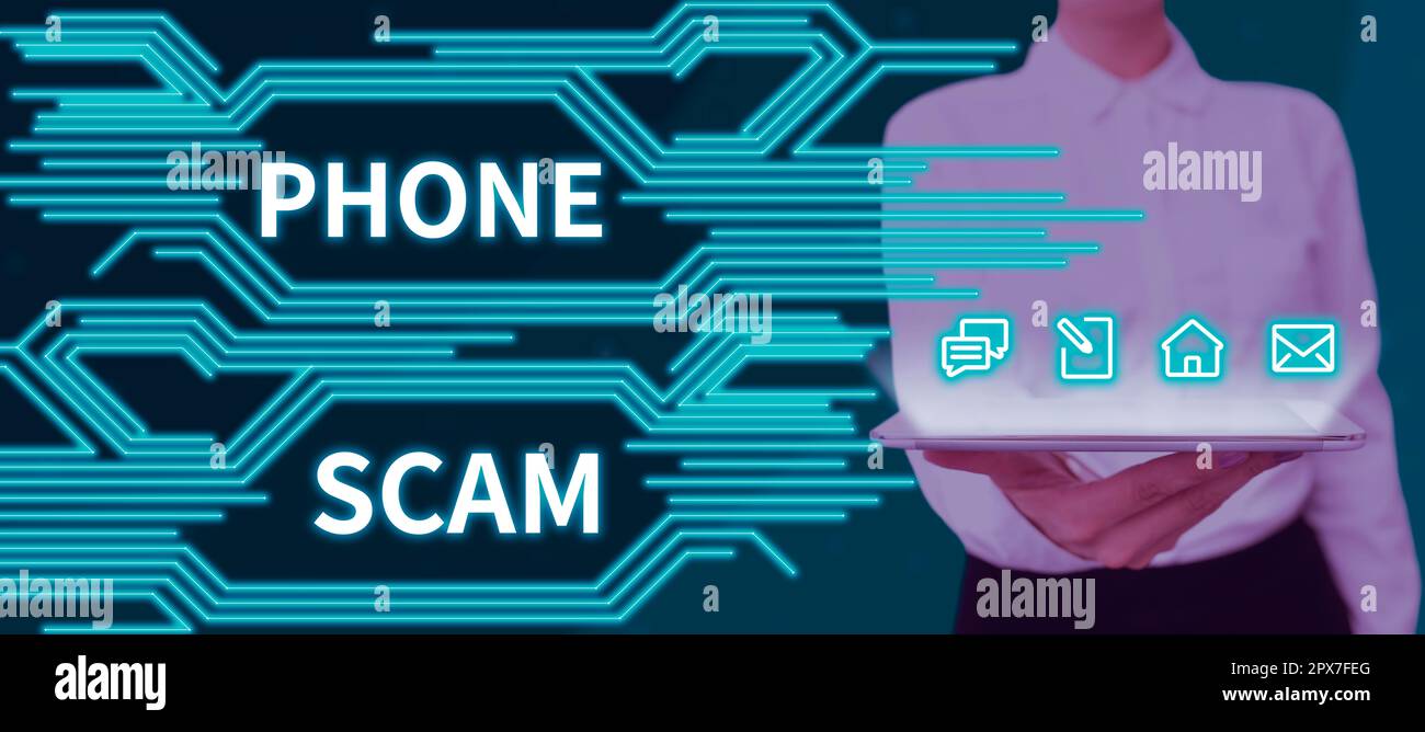 Affichage conceptuel téléphone Scam, Internet concept obtenir des ...