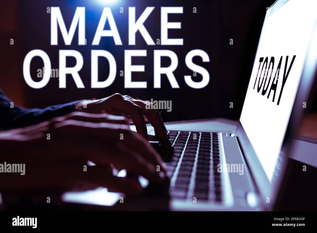 Légende conceptuelle passer des commandes, mot écrit sur Une demande ...