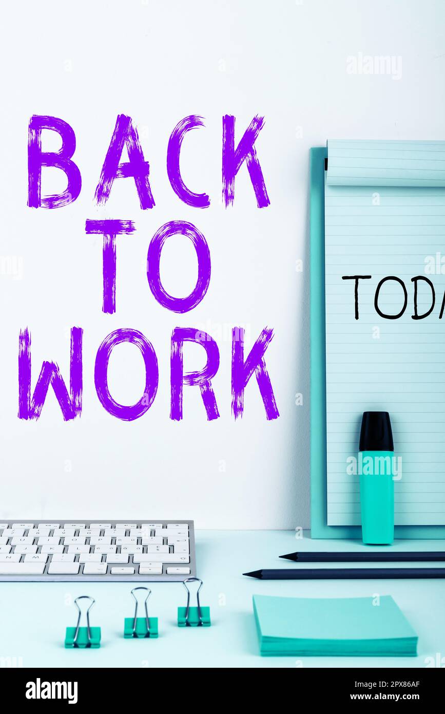 Légende de texte présentant Retour au travail, Word pour revenir au ...