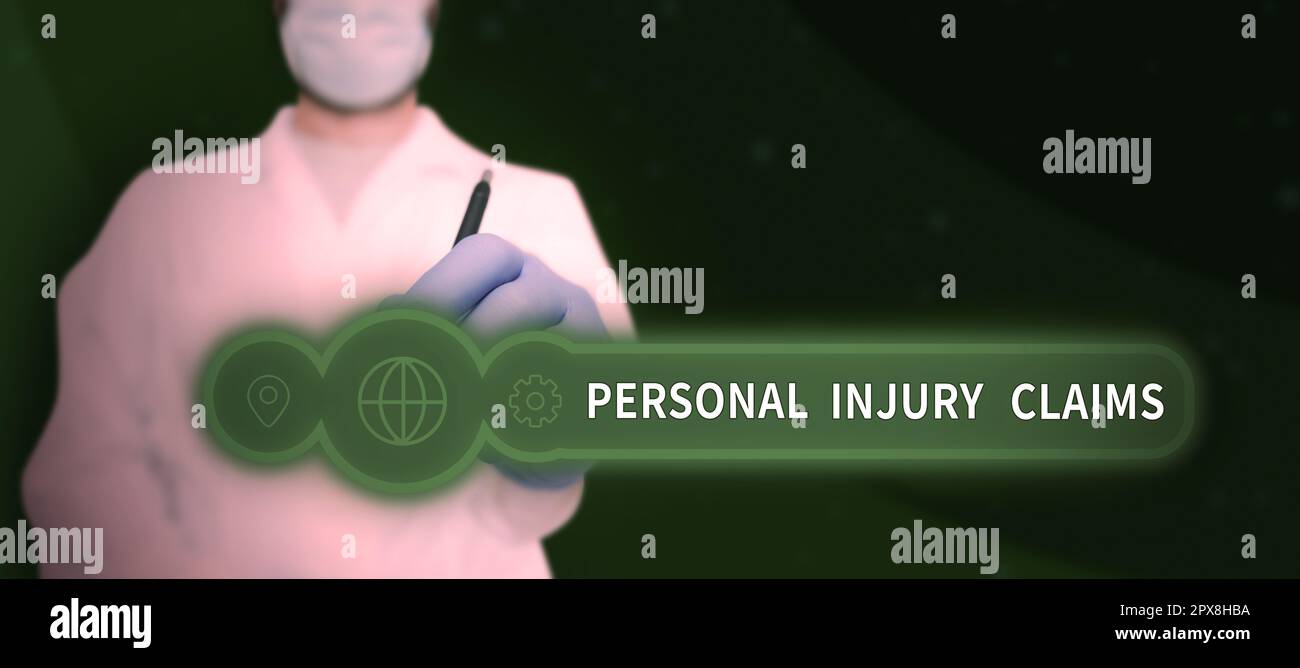 Affiche présentant des réclamations pour blessures corporelles, mot ...