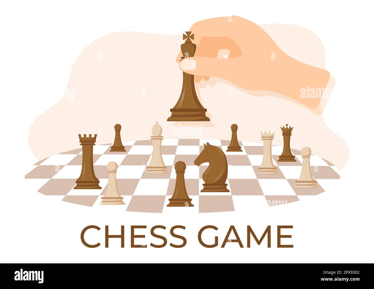 Illustration du Chess Board à damier avec des pièces en noir et blanc ...