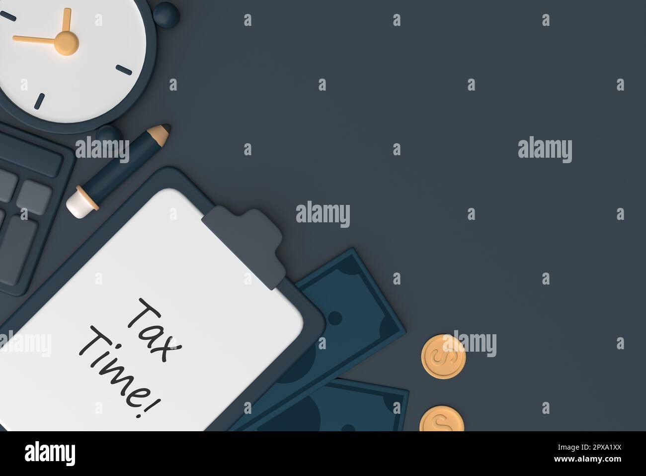 Concept de rappel de jour d'imposition. 3d illustration soumettre l ...