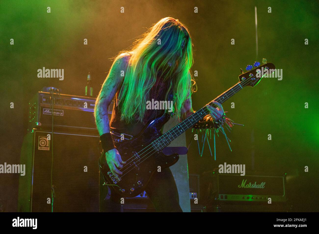 Oslo, Norvège. 09th, avril 2023. Le groupe norvégien de Black Metal Urgehal joue un concert à ...