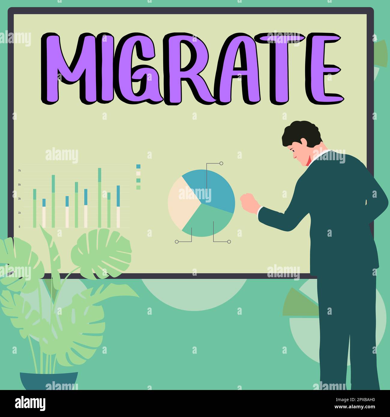 Affichage conceptuel migration, concept d'entreprise pour déplacer ou ...