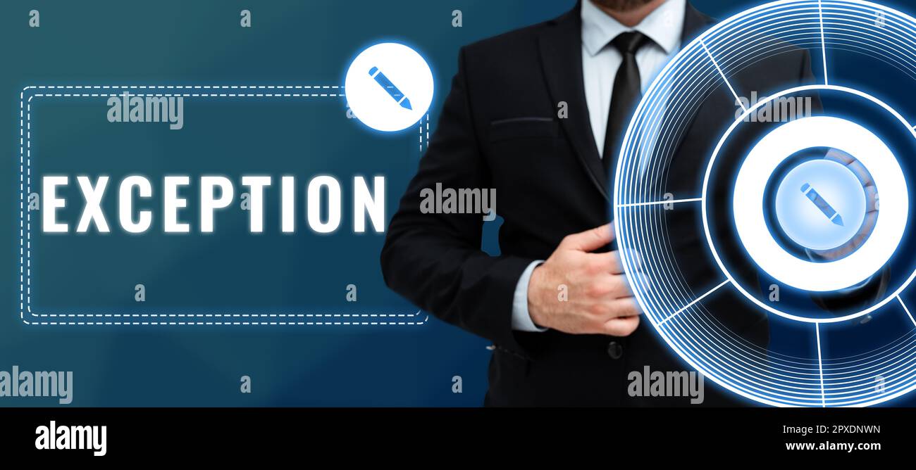 Signe de texte indiquant une exception, une personne ou une chose de la ...