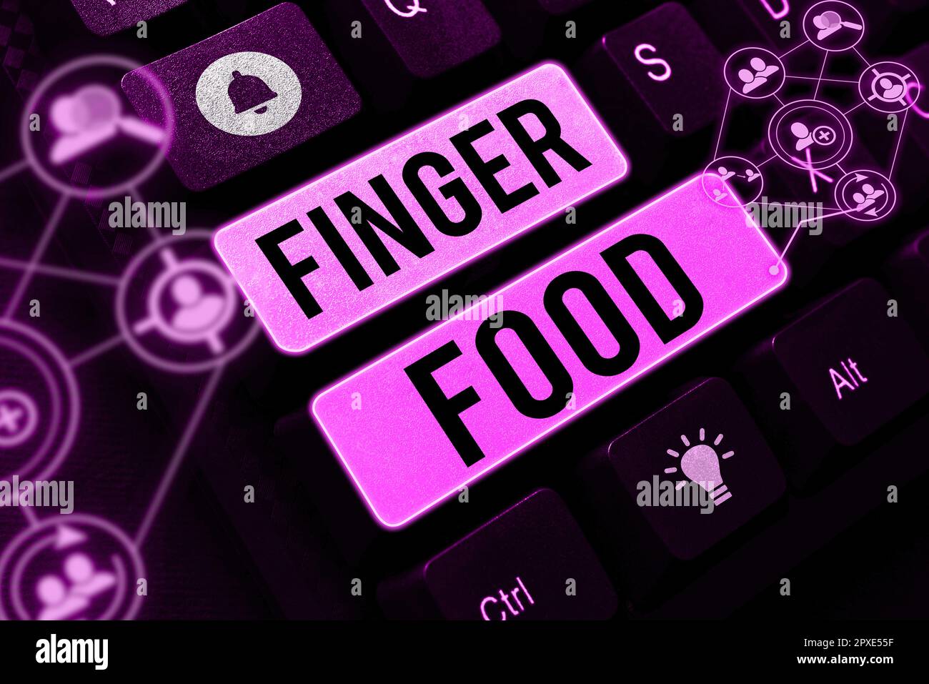 Légende du texte présentant Finger Food, Word pour les produits et les ...