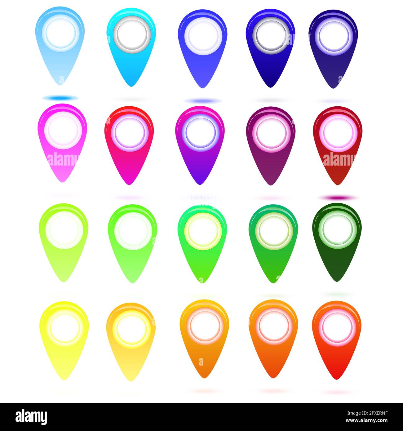 Ensemble de symboles de points de carte multicolores brillants pour la ...