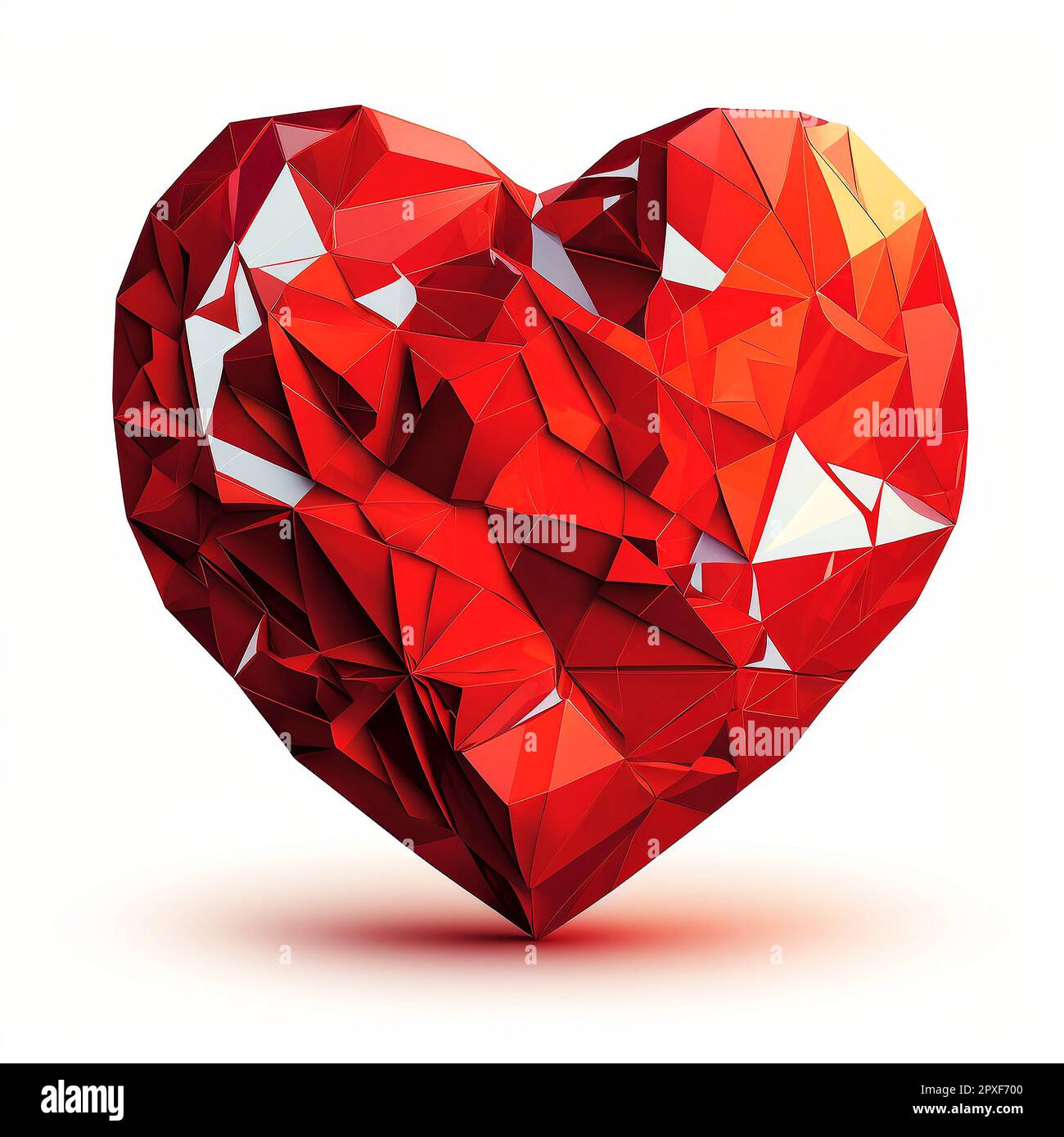 Une forme de coeur rouge de Valentin fait de polygones. Illustration ...