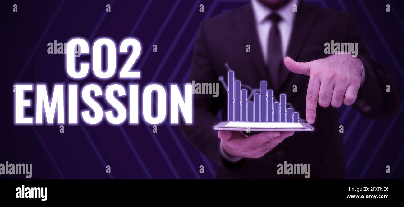 Légende du texte présentant CO2 Emission, mot pour la libération de gaz ...
