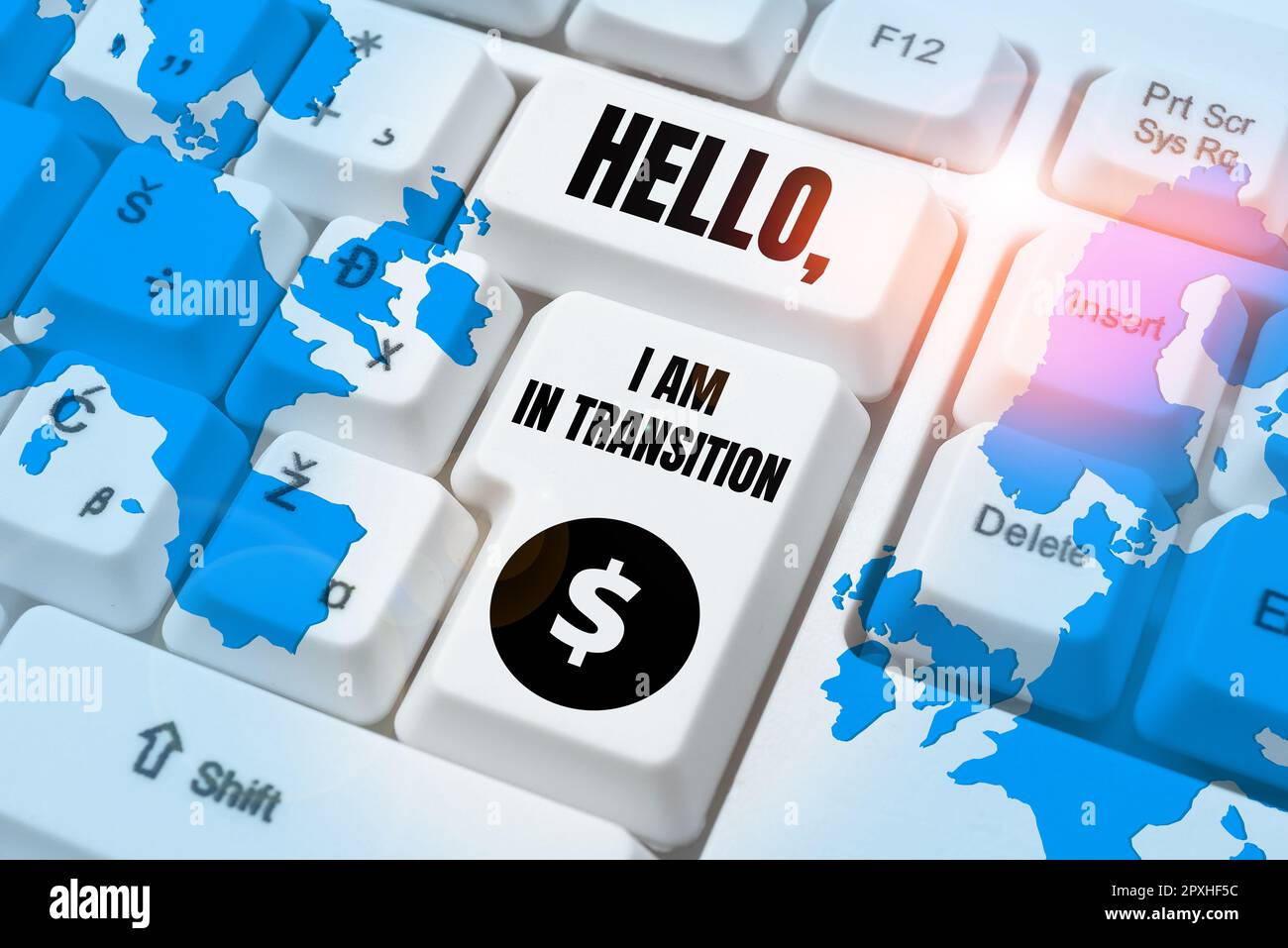 Affichage conceptuel Bonjour, Je suis en transition, Internet concept ...